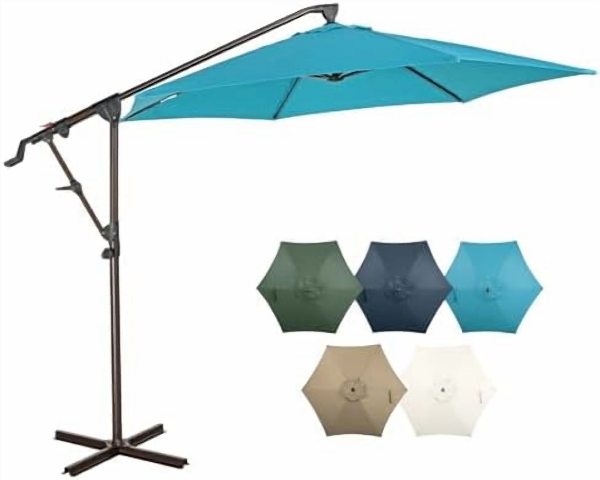 10ft Offset Patio Umbrella Outdoor Cantilever Round Umbrella Aluminum ...