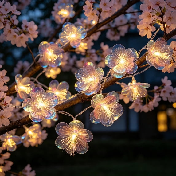 10ft Outdoor Artificial Flower String Lights with 30 LEDs String Lights ...