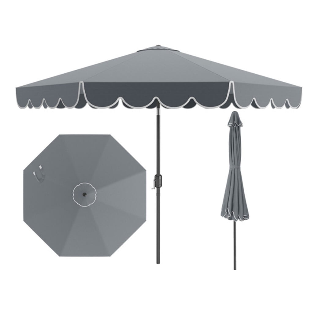 10ft Outdoor Patio Umbrella, 2-Tier Table Umbrella with Push Button ...