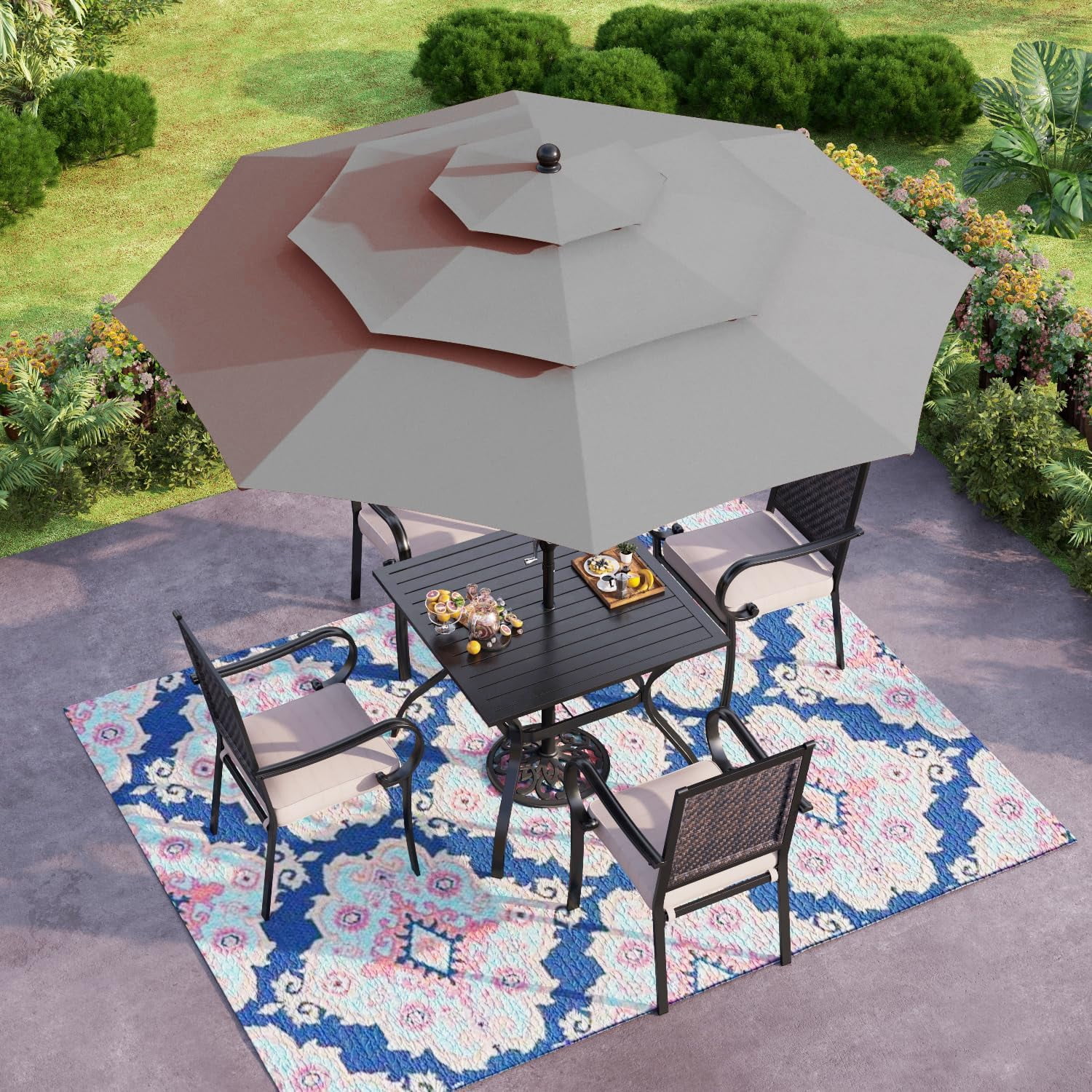 10ft Outdoor Patio Umbrella, [Auto-Tilting] 3 Tiers Market Table ...
