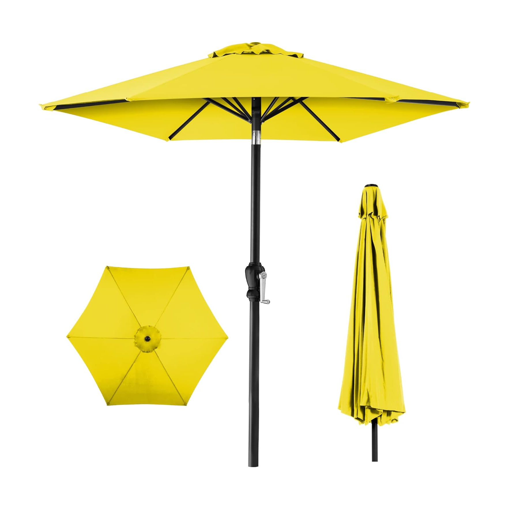 10ft Outdoor Steel Polyester Market Patio Umbrella with 6-rib Steel ...