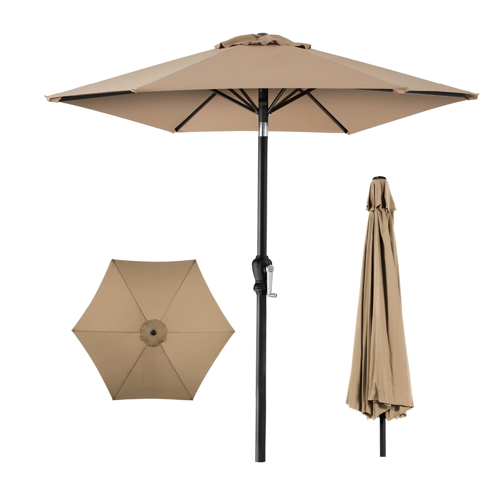10ft Outdoor Steel Polyester Market Patio Umbrella with Crank, Easy ...