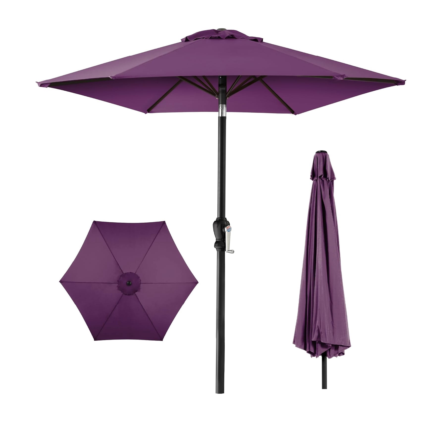 10ft Outdoor Steel Polyester Market Patio Umbrella with Crank, Easy ...
