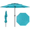 10ft Patio Umbrella, 3 Tier Vented Outdoor Market Table Umbrella with ...