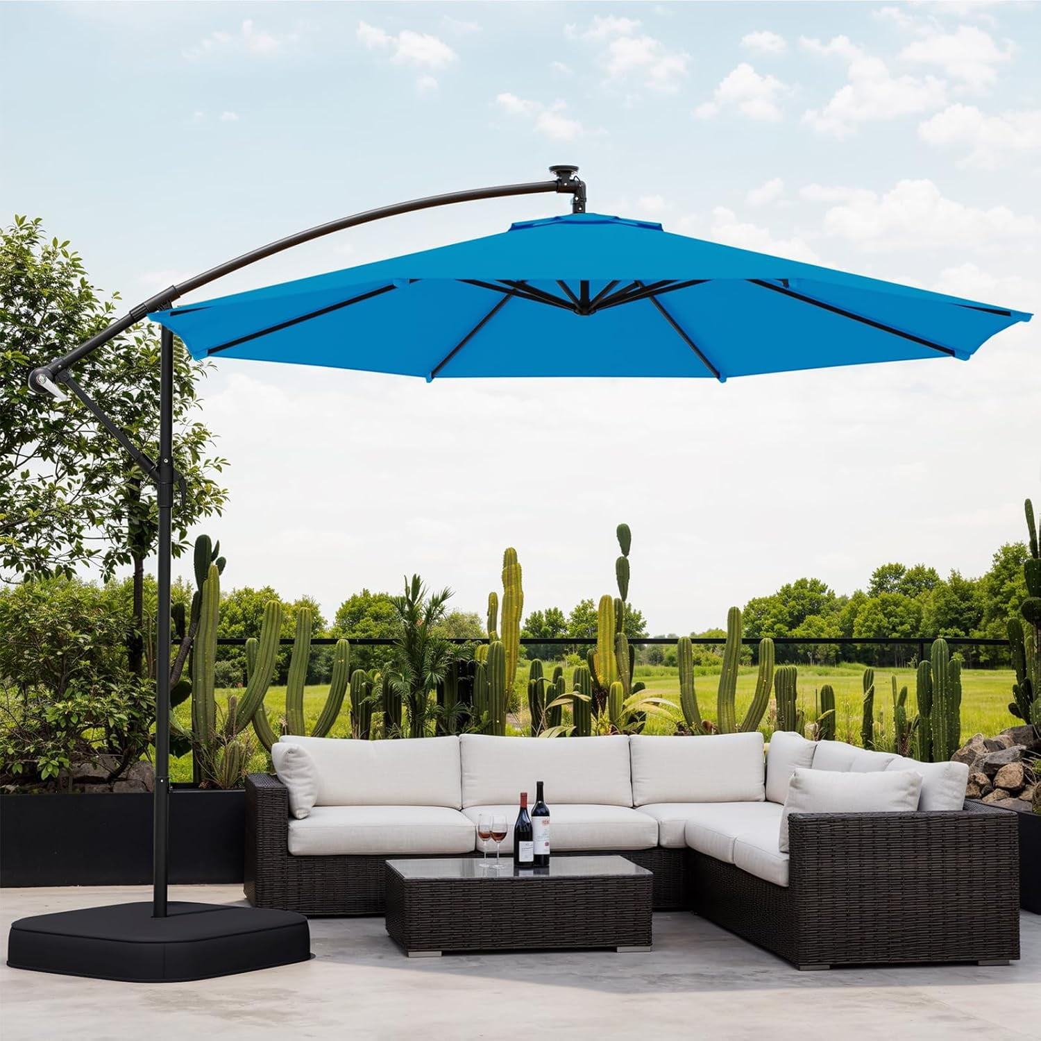 10ft Patio Umbrella with Base Included, Outdoor Offset Cantilever ...
