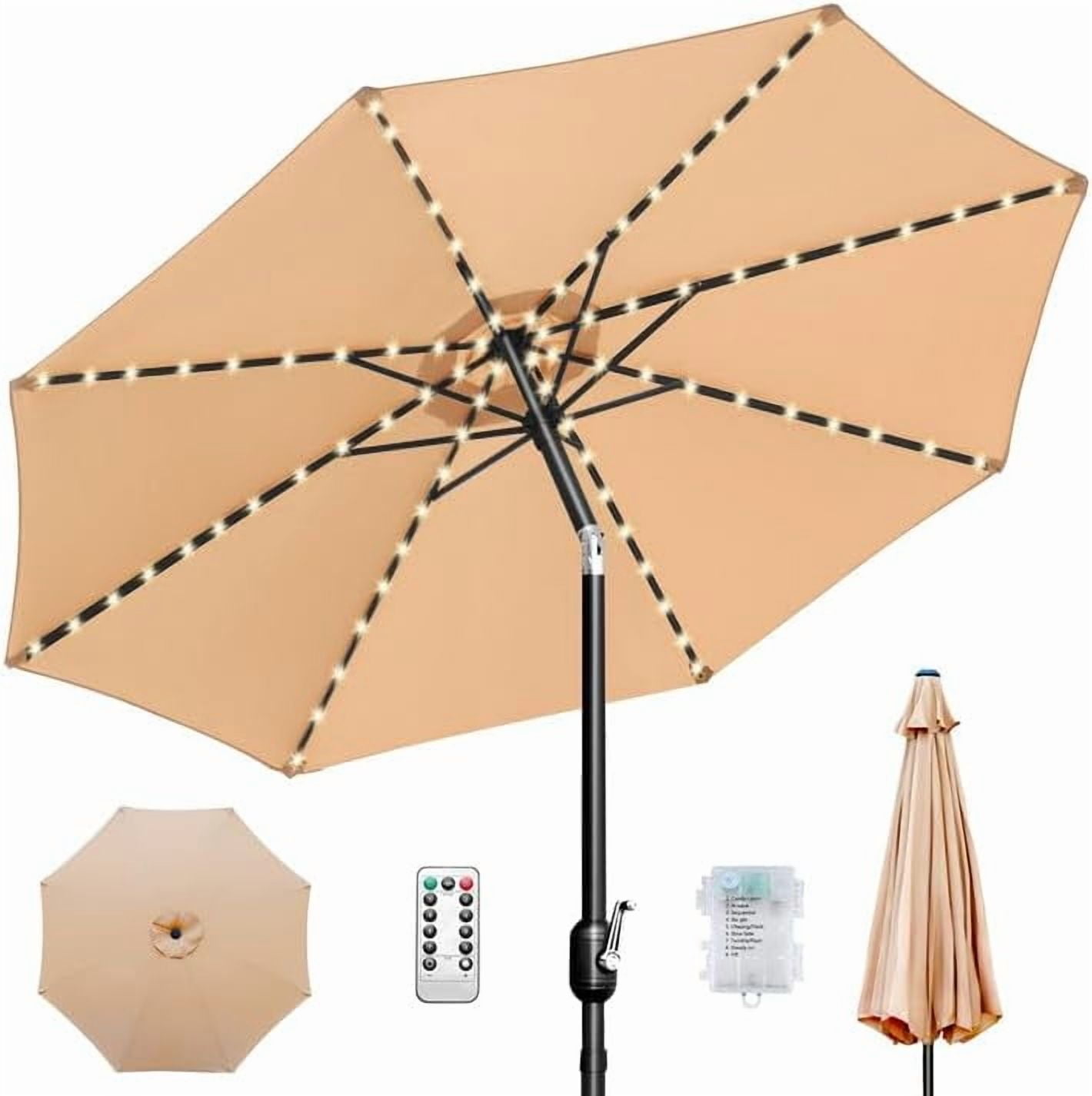 @10ft Patio Umbrella, Table Market Umbrella Outdoor Patio with 104 LED ...