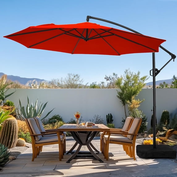 10ft Patio Umbrella with Base Included, Outdoor Offset Cantilever ...