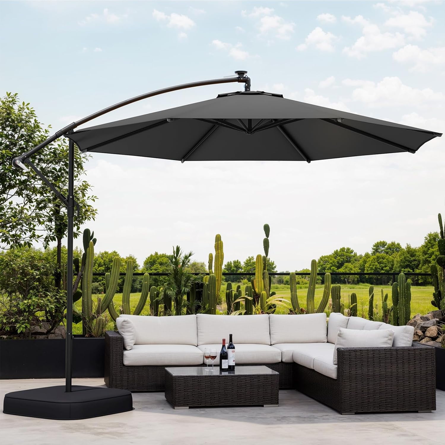 10ft Patio Umbrella with Base Included, Outdoor Offset Cantilever ...