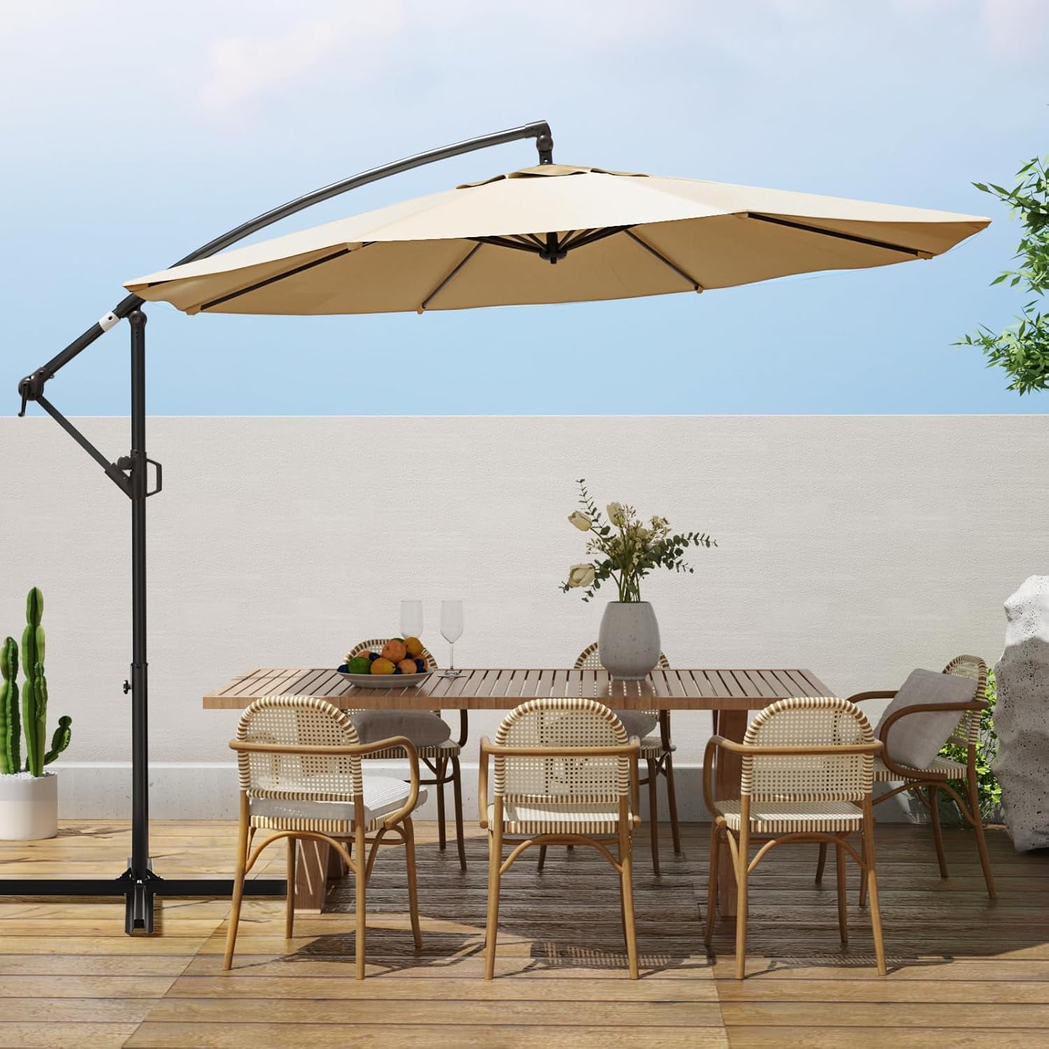 10ft Patio Umbrellas Offset Outdoor Cantilever Hanging Umbrella w ...