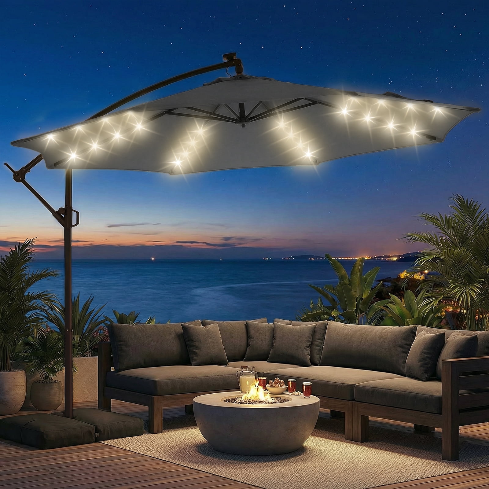 Patbrela 10ft Offset Patio Umbrellas (Includes Base) Outdoor Cantilever ...