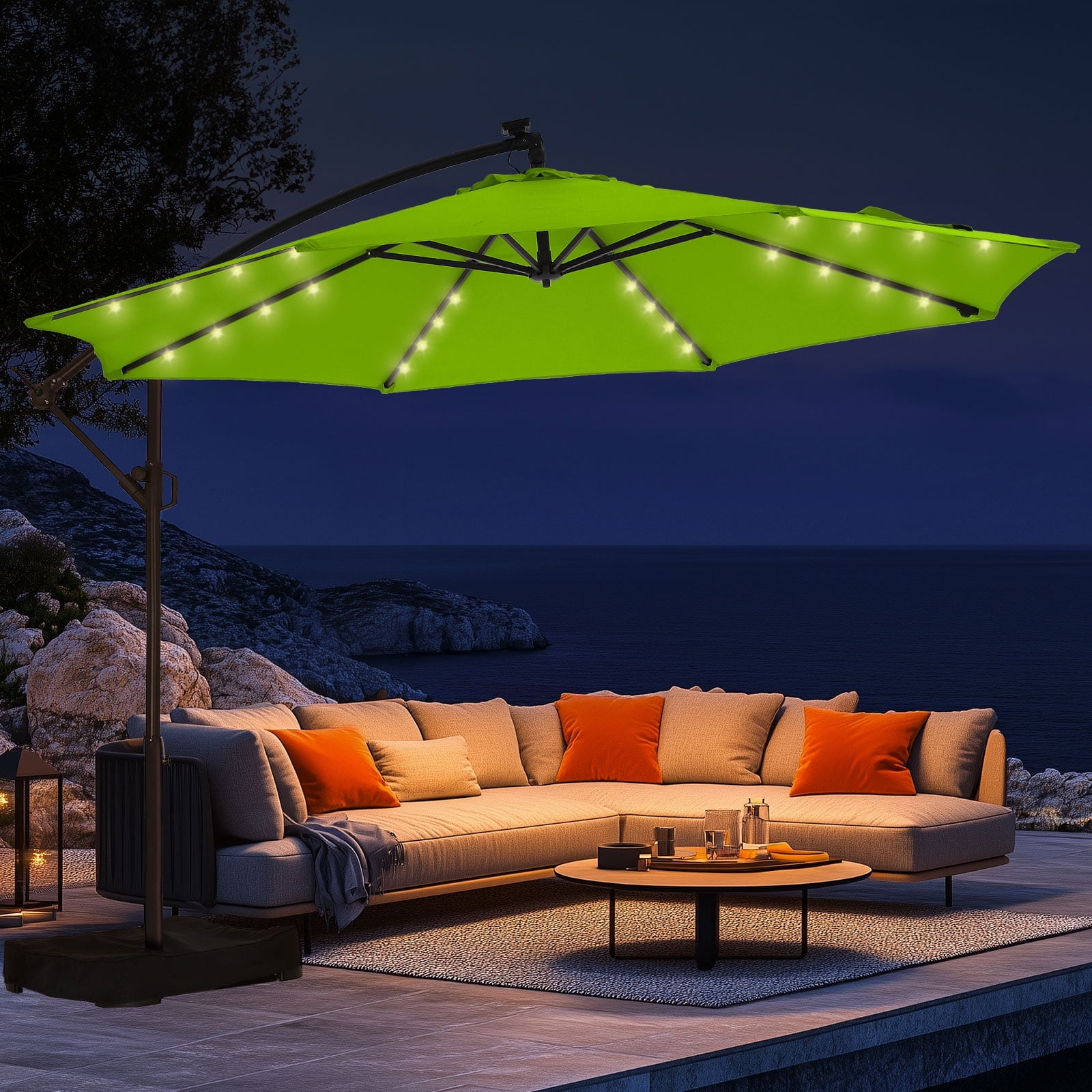 HOMSHADE 10ft Patio Umbrella, Offset Cantilever, Infinite Tilt, UV ...
