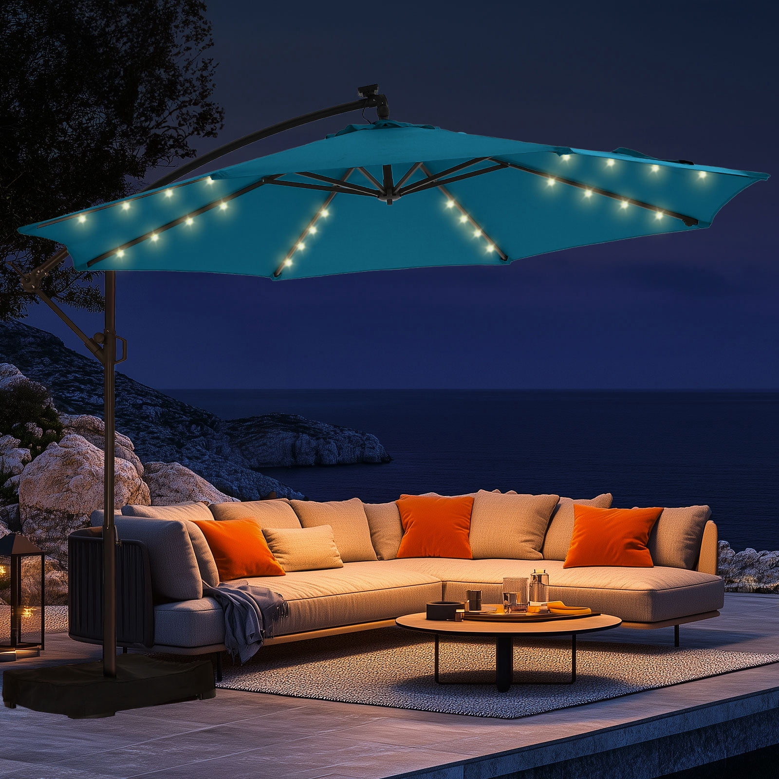 10ft Patio Umbrellas Offset，Outdoor Umbrella Cantilever Hanging ...