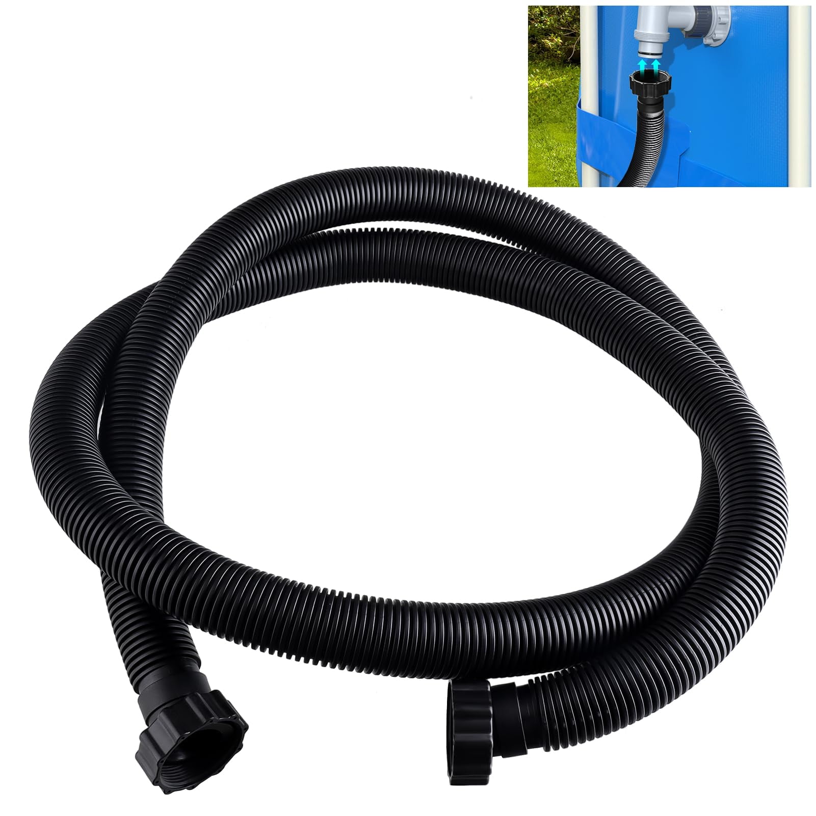 10ft Pool Hose For Above Ground Pools, 1.5 Inch Diameter Swimming Pool ...