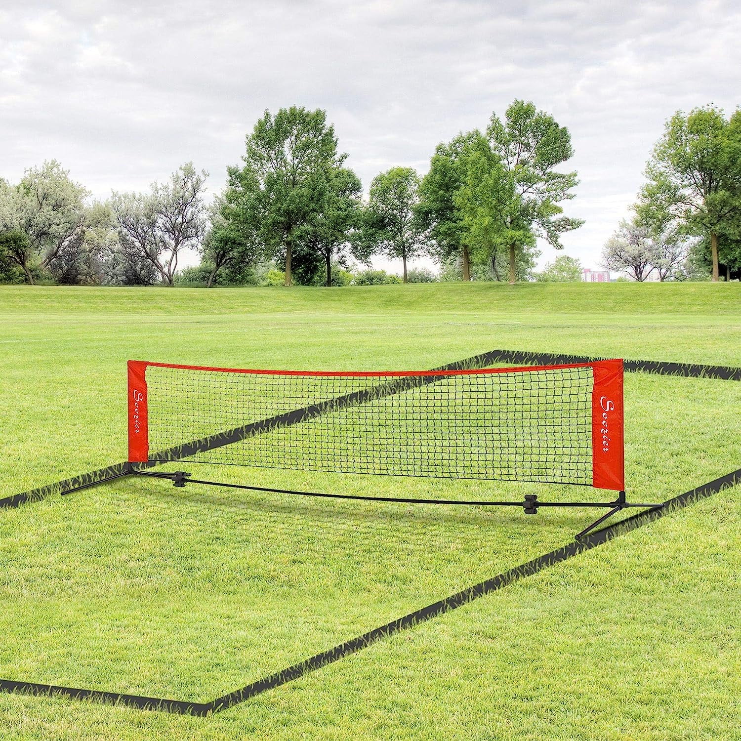10ft Portable Soccer Tennis Net /Sideline, Red - Soccer Training ...