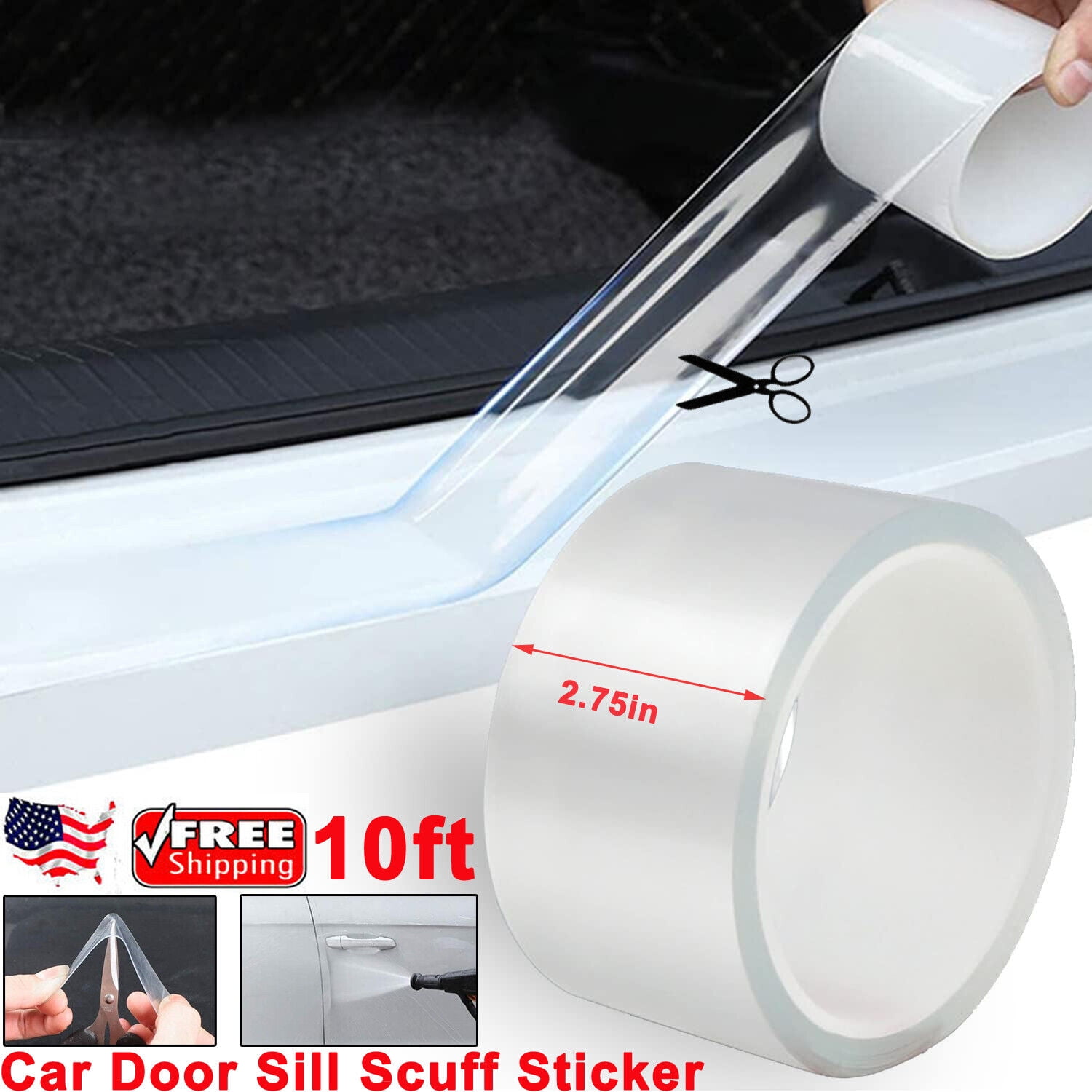 10ft Protector Sill Scuff Cover Car Door Plate Sticker Anti Scratch ...