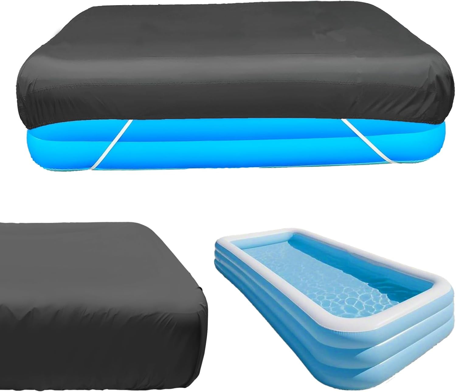 10ft Rectangle Inflatable Pool Cover 130"x72" Rectangular Pool Covers ...