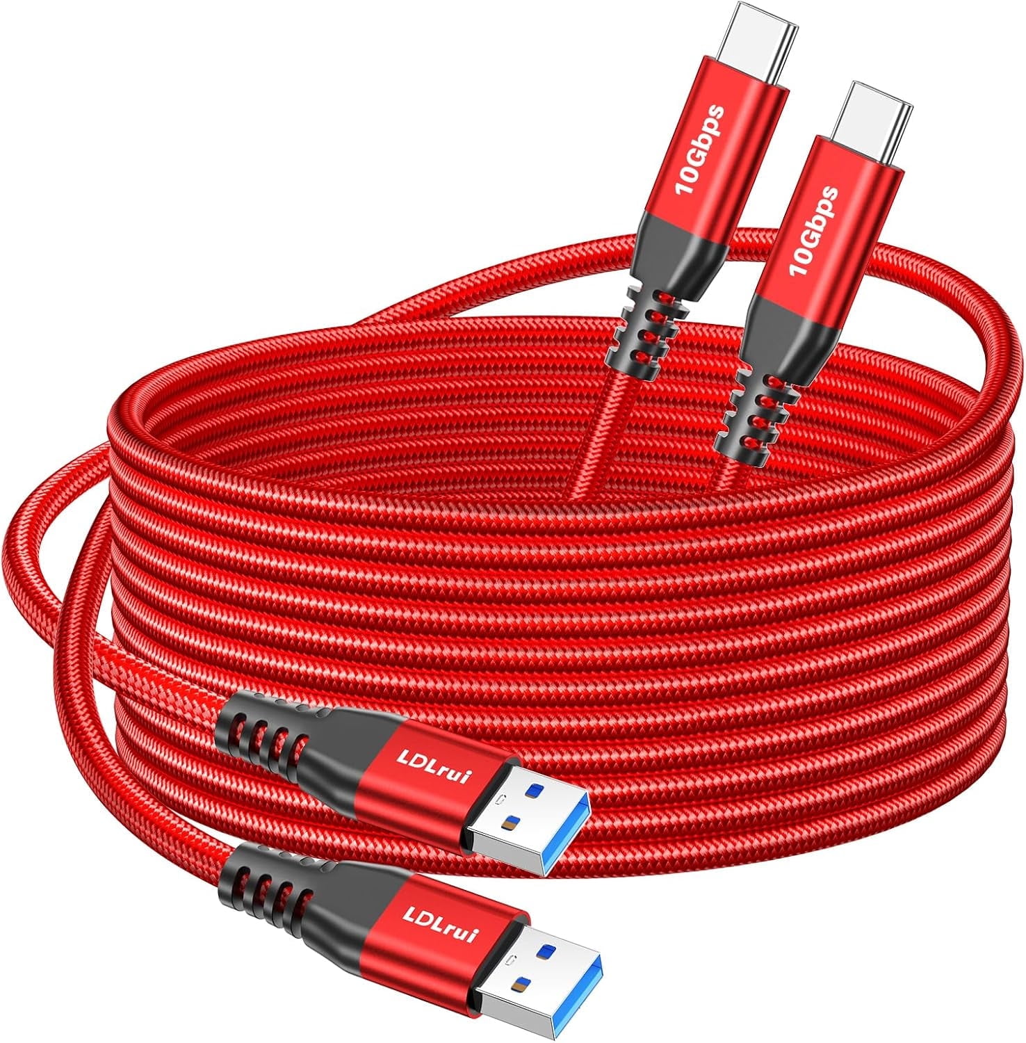 10ft Red USB C Cable 10Gbps Data Transfer, Extra Long USB 3.2 Gen 2 to ...