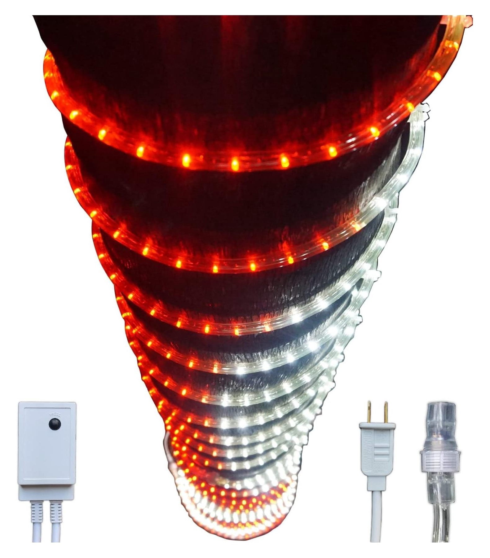 10ft Red White LED Rope Lights with Patriotic Lights with 4-Level ...