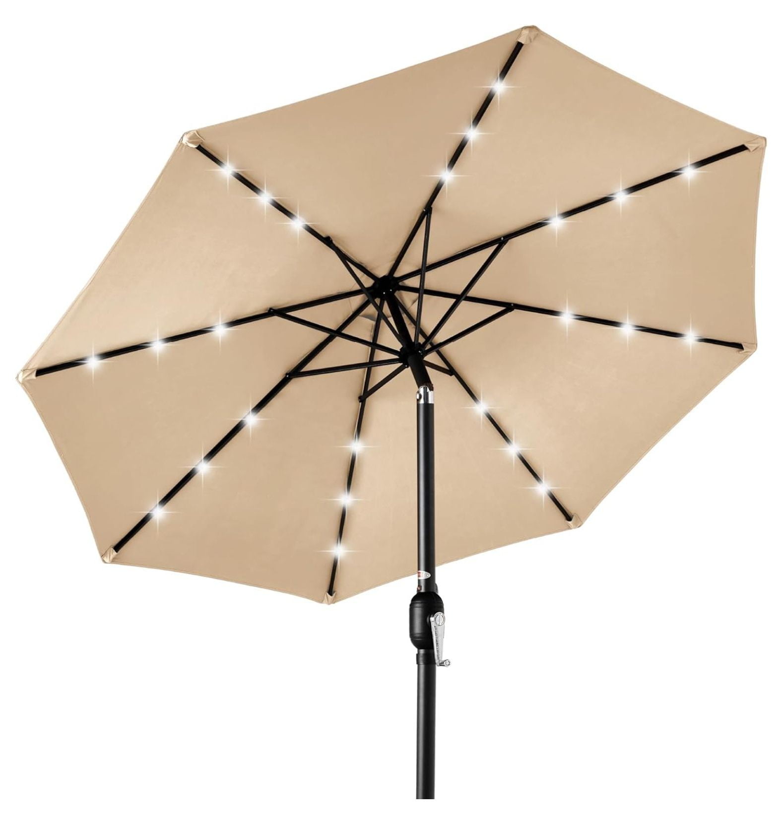 10ft Solar LED Patio Umbrella with Tilt Adjustment, UV-Resistant ...
