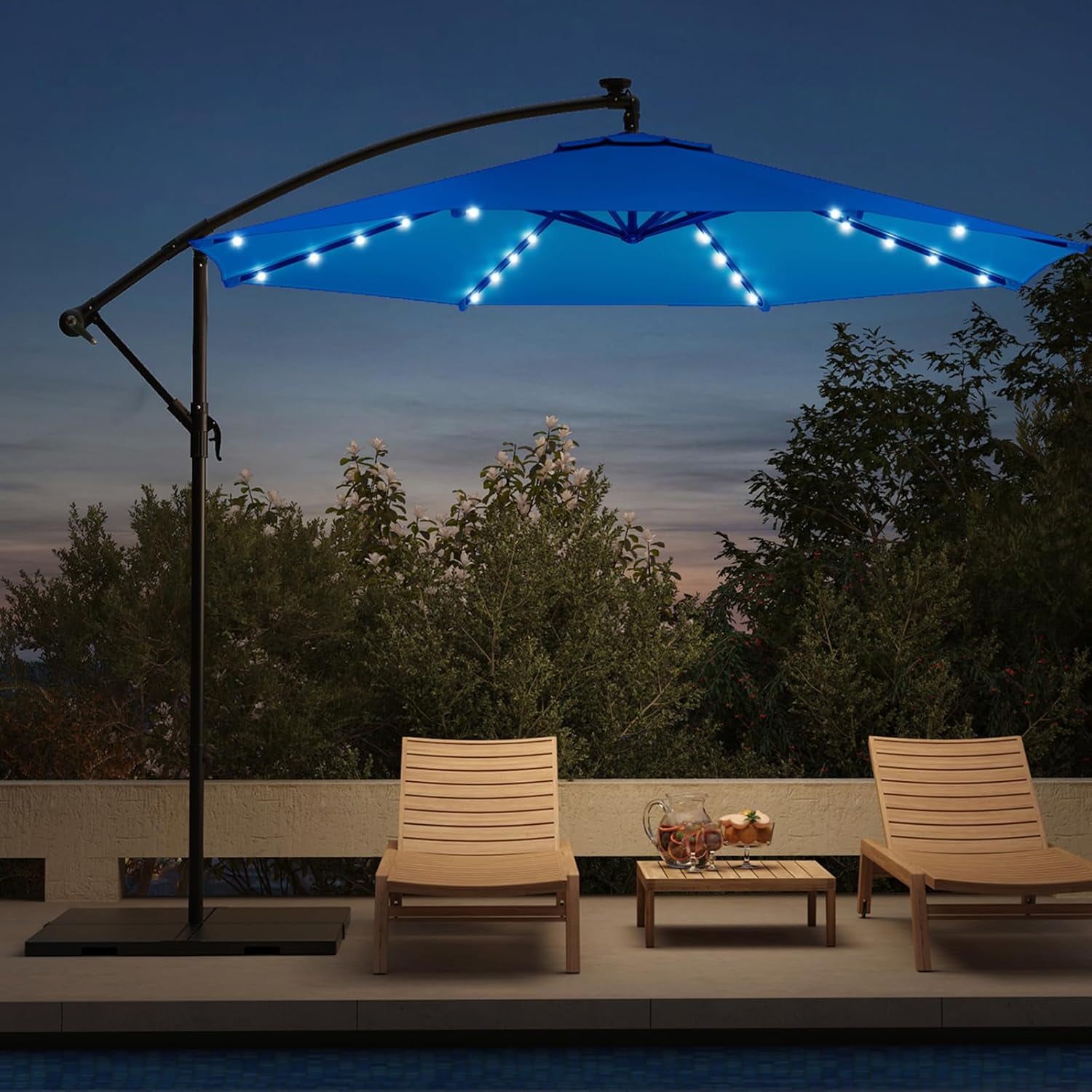 10ft Solar Lighted Patio Umbrella,Outdoor Offset Cantilever Umbrella ...