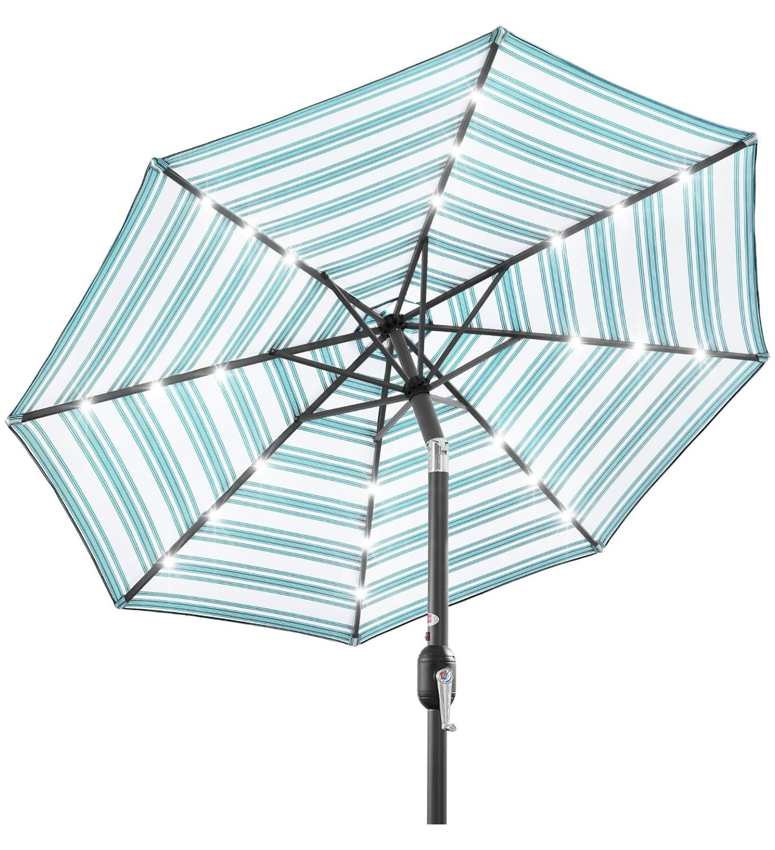 10ft Solar Polyester LED Lighted Patio Umbrella w/Tilt Adjustment and ...