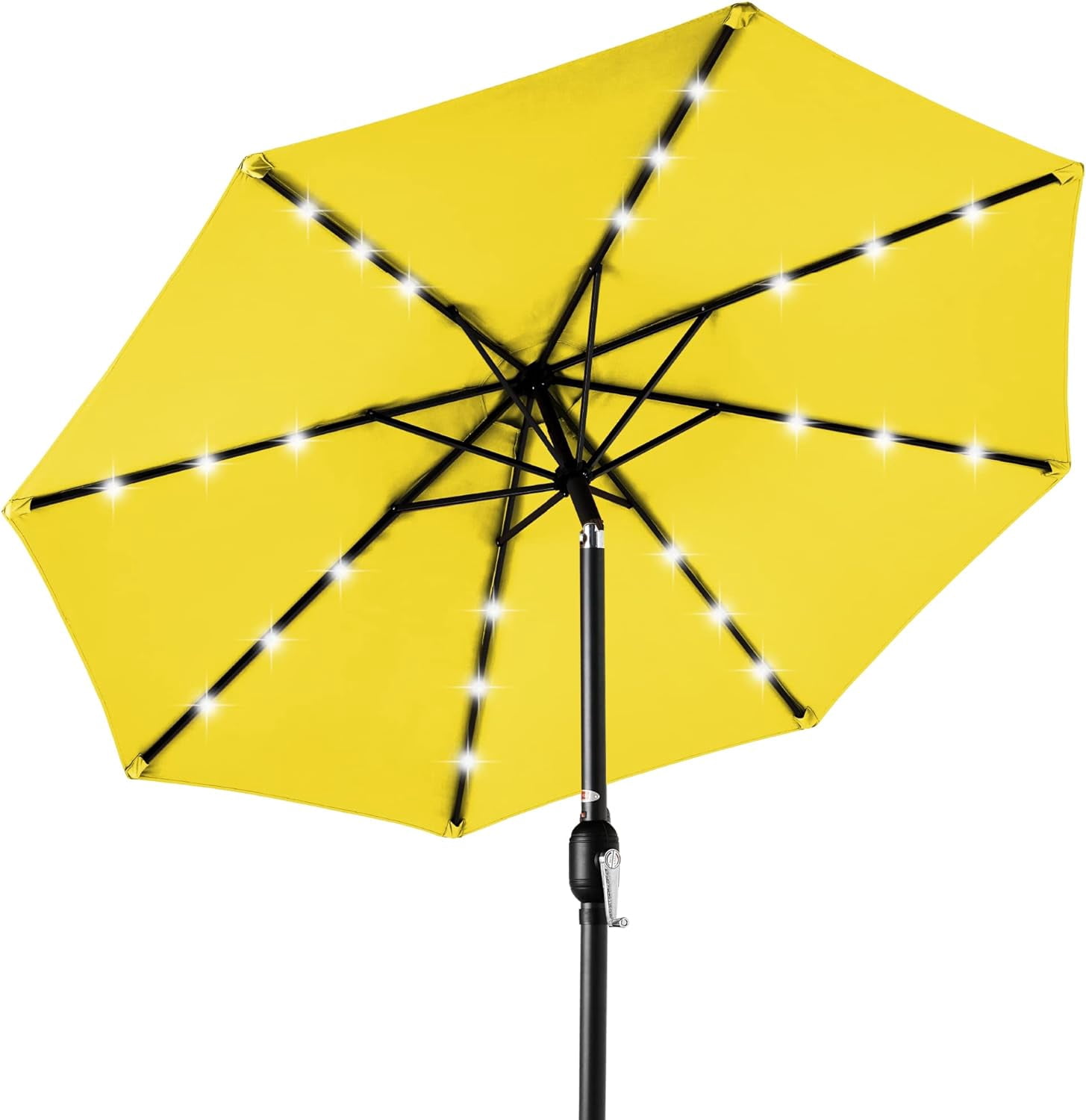 10ft Solar Powered Aluminum Polyester LED Lighted S Umbrella w/Tilt ...