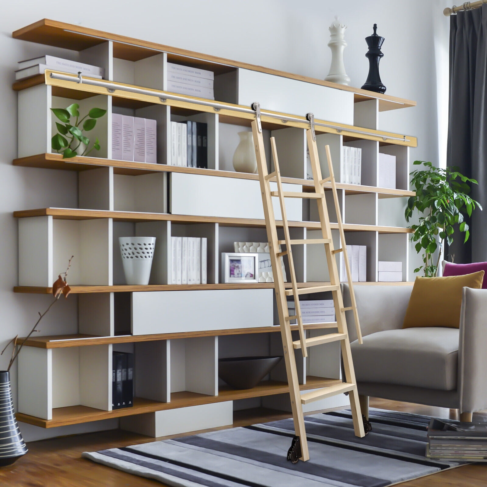 10ft Stainless Steel Sliding Library Ladder Hardware Kit – Rolling ...