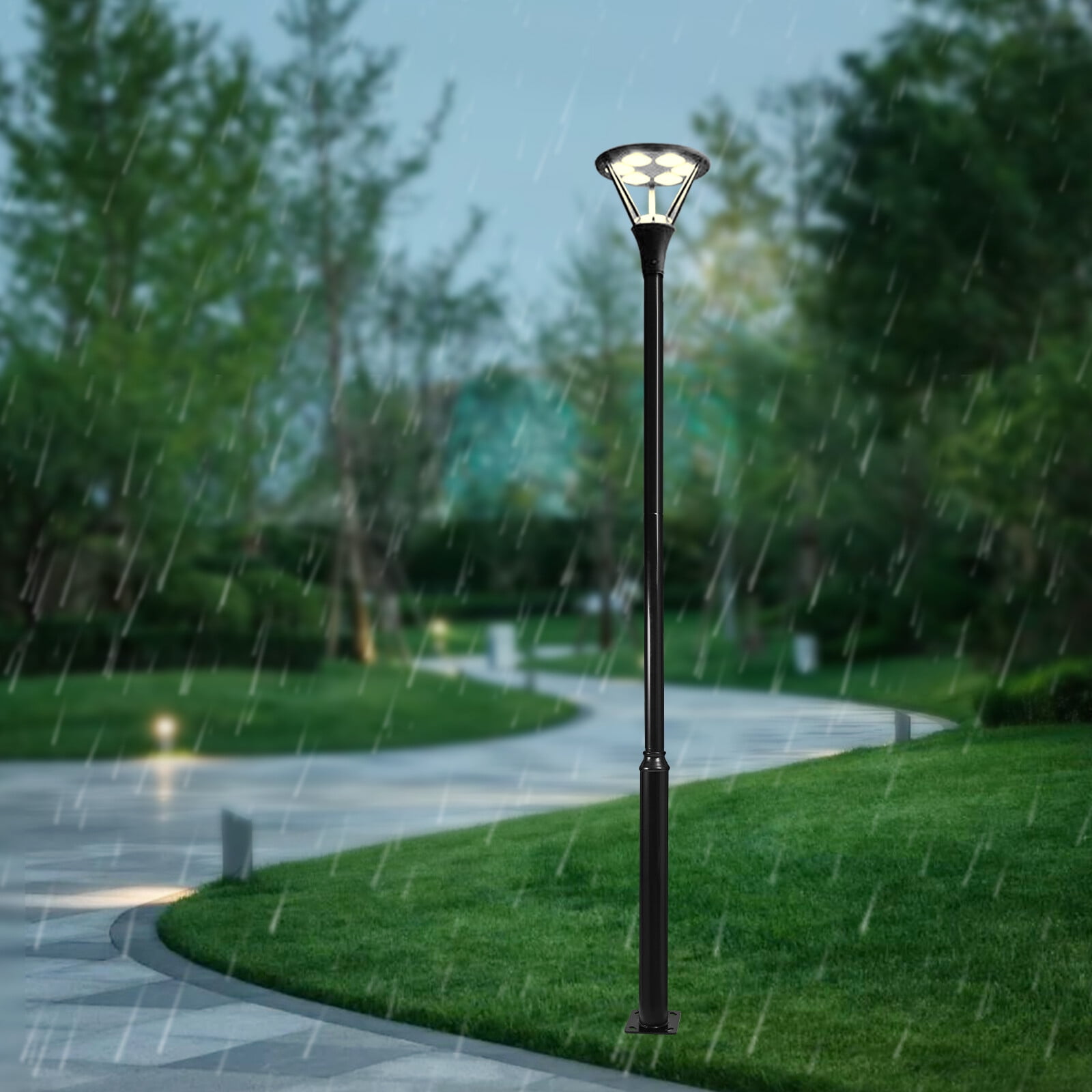 10ft Street Light Pole, Galvanized Heavy-Duty Street Lamp Post Outdoor ...