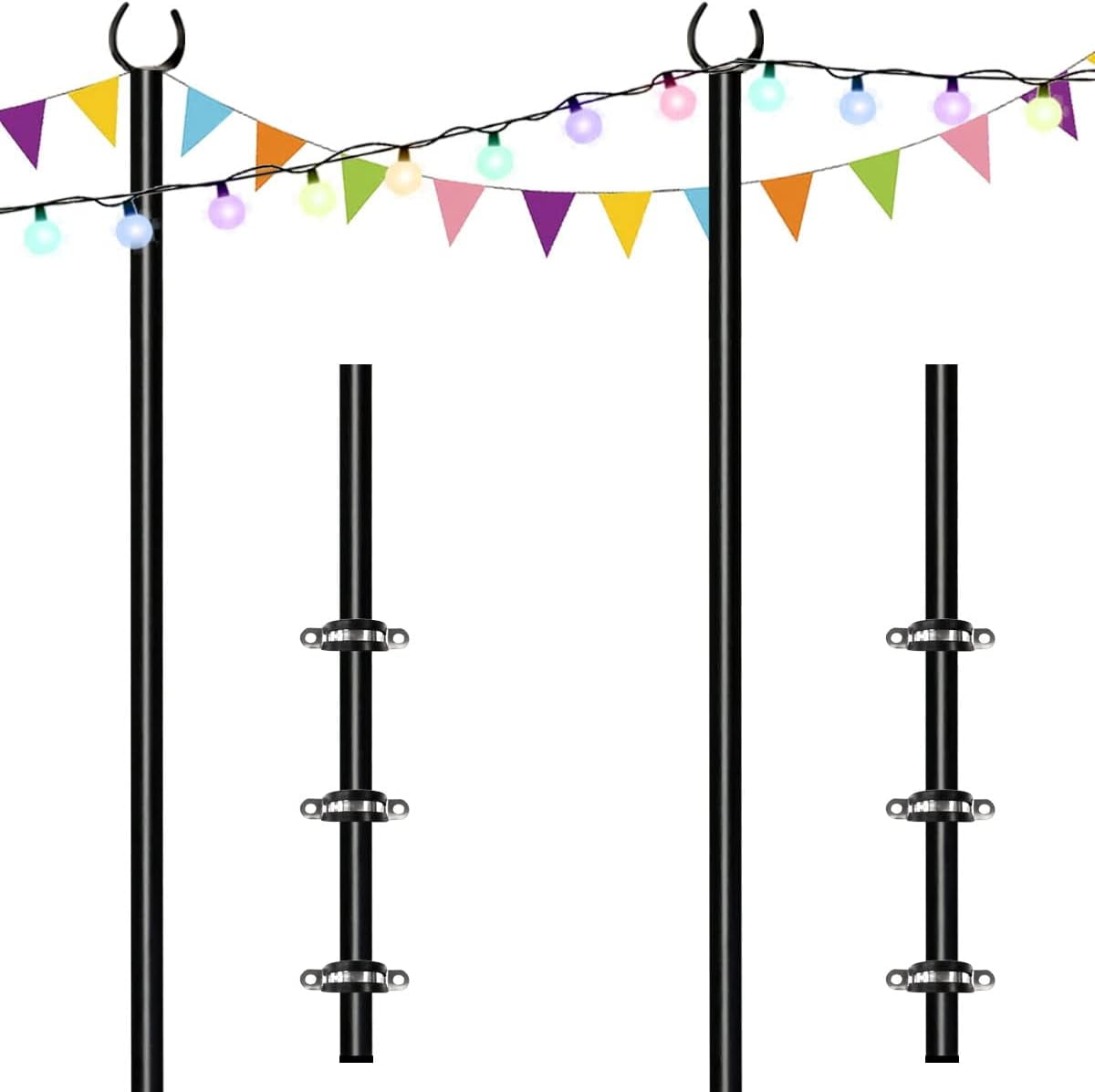 10ft String Light Poles for Deck Fence, Light Poles for Outdoor String ...
