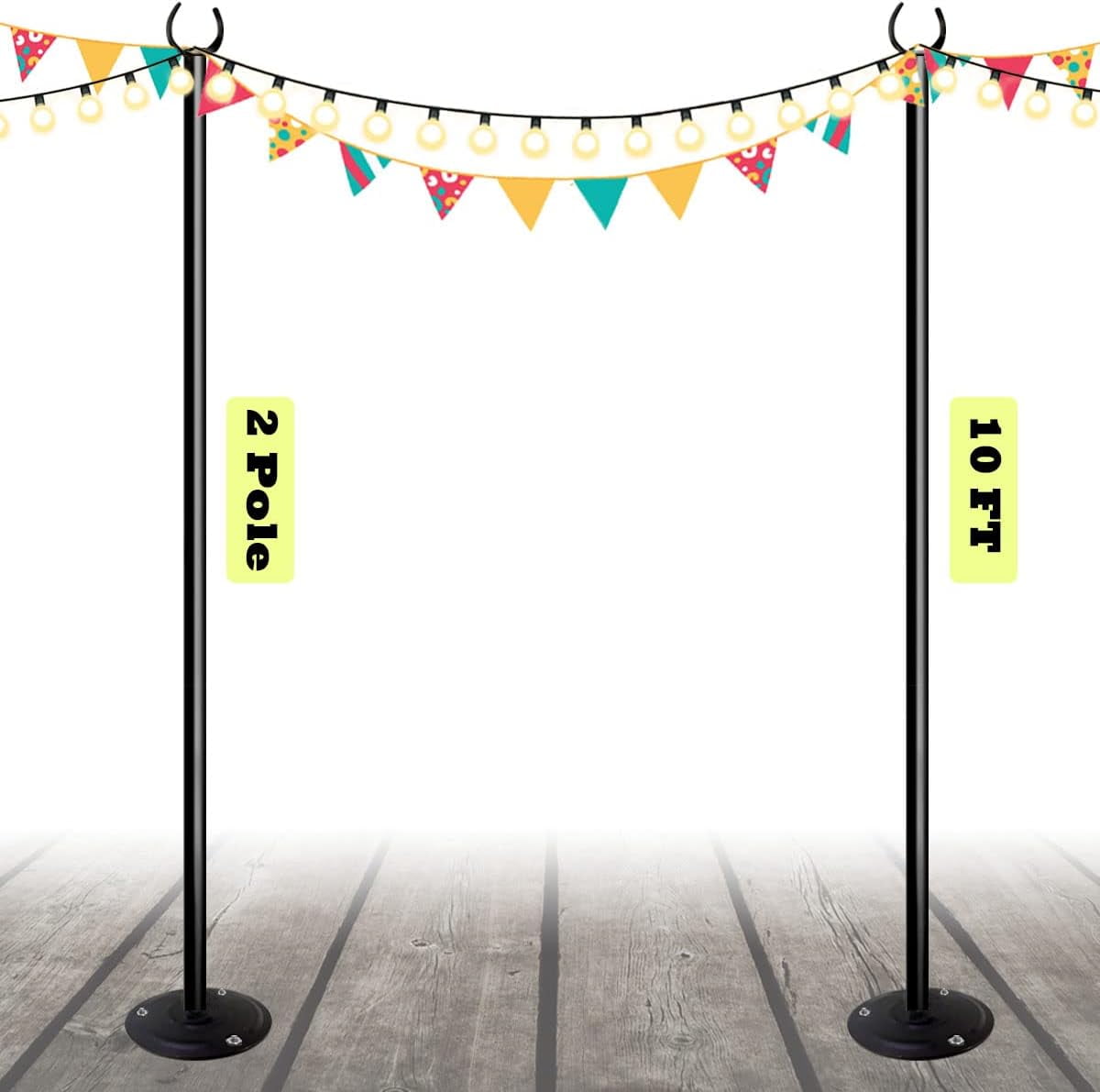 10ft String Light Poles for Outdoors, Outside Light Poles for Hard ...