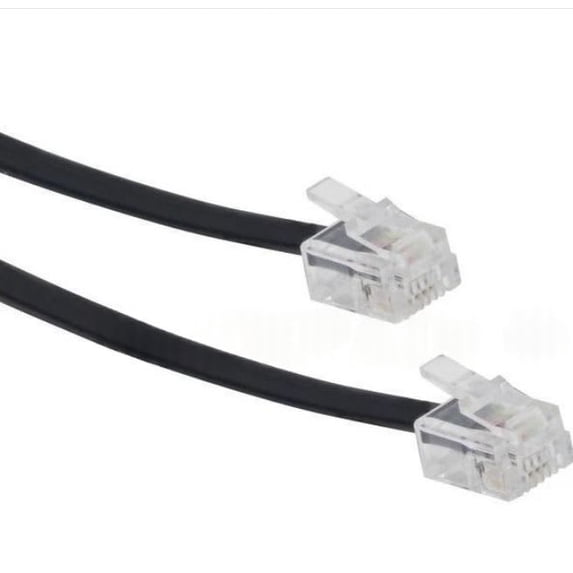 10ft Telephone Line Cord – 6P4C RJ11, DSL/Modem/Fax to Wall (Black ...