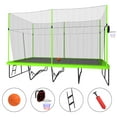 10 x 17FT Rectangular Trampoline, Green Fabric with Black Powder-Coated ...