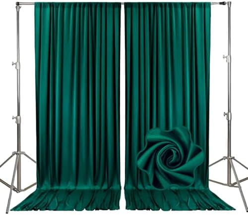 10ft x 10ft Lake Green Backdrop Curtains for Parties, Fabric Satin ...