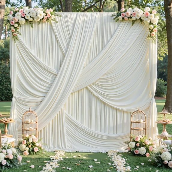 10ft x 12ft Ivory Photo Backdrop Curtain, 2 Panels Wrinkle-Free ...