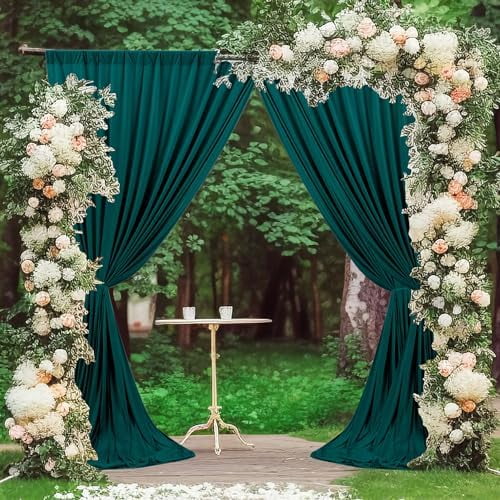 10ft x 8ft Hunter Green Backdrop Curtains for Parties Christmas Wedding ...