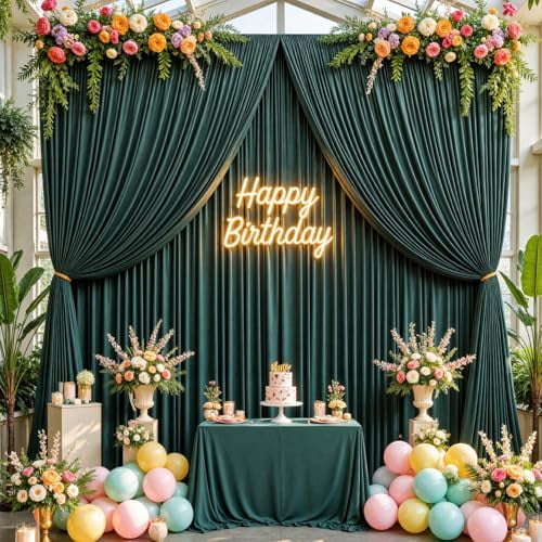 10ftx10ft Wrinkle Free Hunter Green Backdrop Curtains for Party ...
