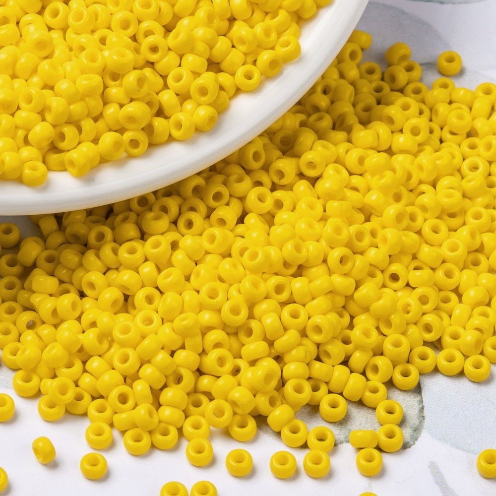 10g 3mm MIYUKI Round Rocailles Beads Japanese Seed Beads 8/0 (RR-404D) Opaque Dark Yellow Hole ...