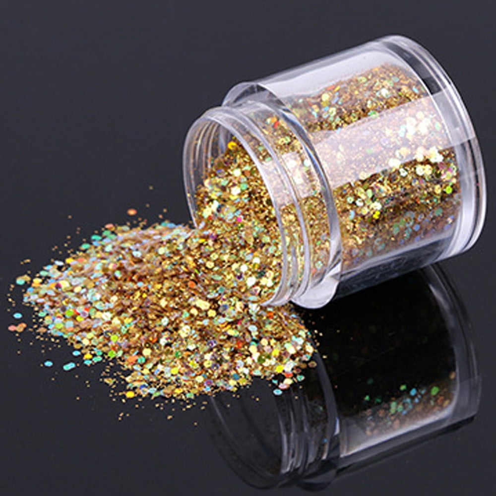 10g/Box Gold Sliver Nail Glitter Powder Shinning Nail Powder GD Glass ...