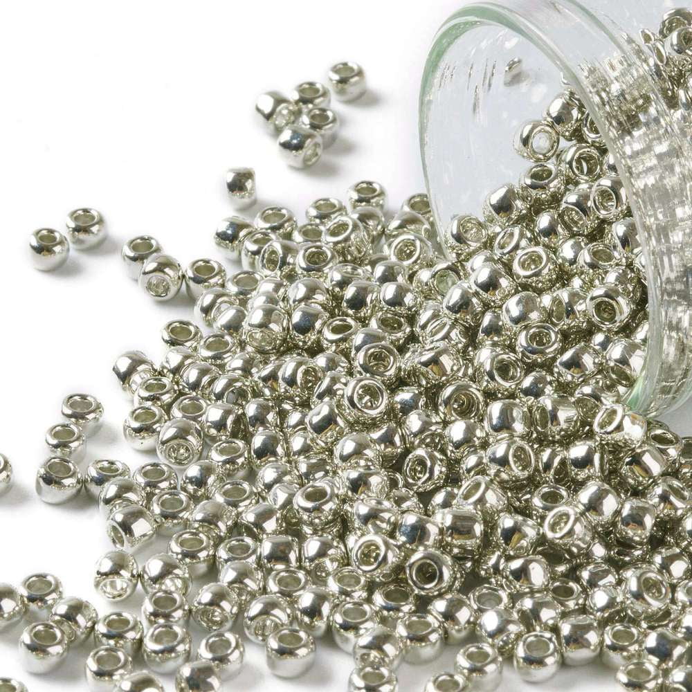 10g TOHO Round Seed Beads Japanese Seed Beads (714) Metallic Silver 8/0 ...