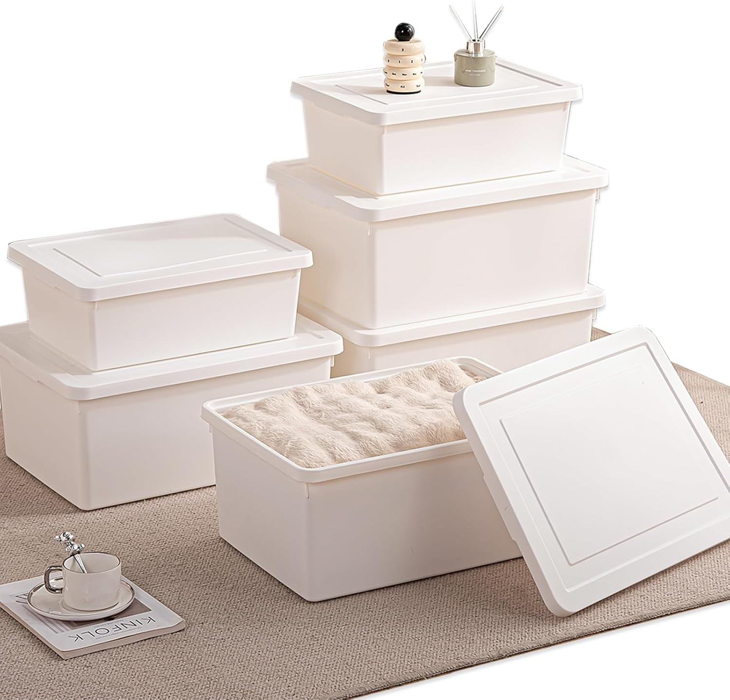 gal+gal Large capacity multifunction storage bin with lid Set of ...