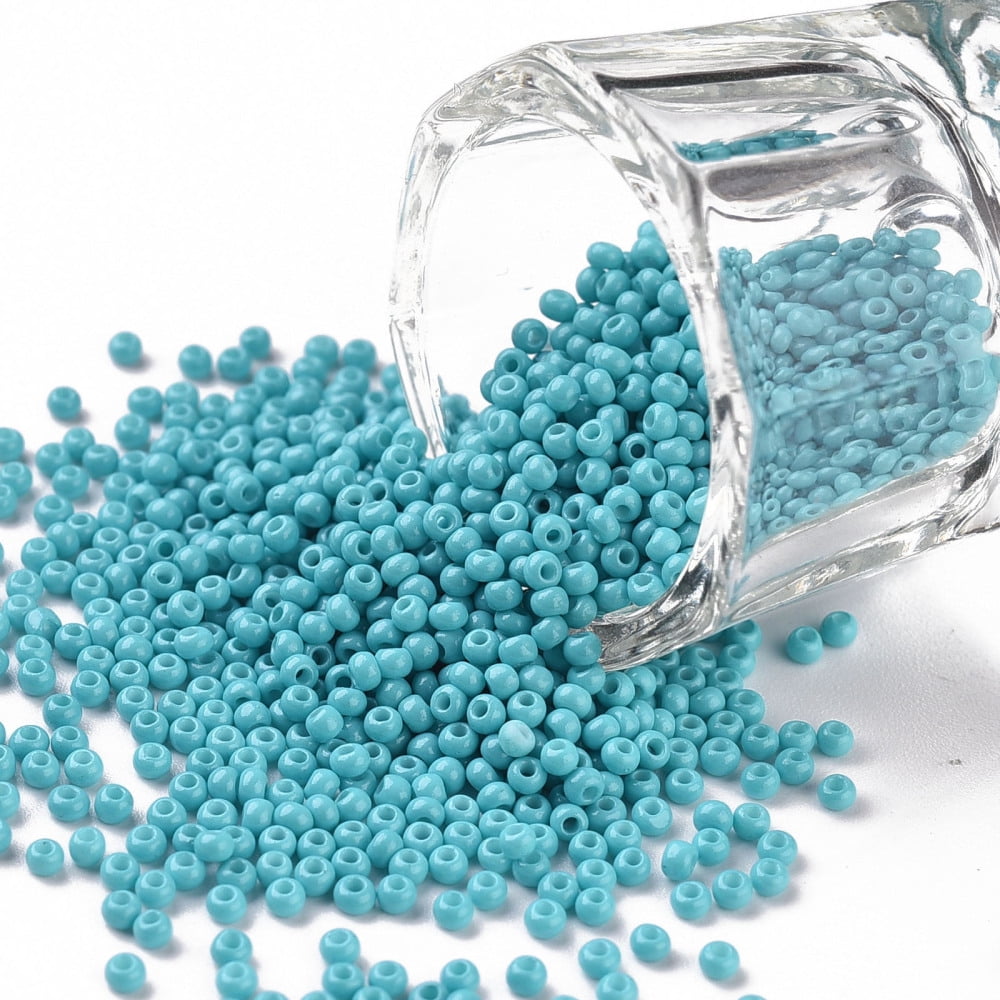 10gs 11/0 Grade A Baking Paint Glass Seed Beads Round Cyan 2.3x1.5mm ...