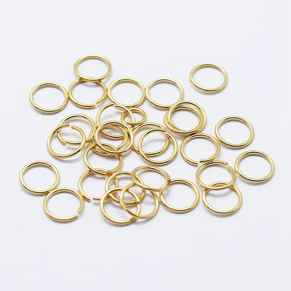 10gs Open Jump Rings Round Rings golden 19 Gauge 7x0.9mm Inner Diameter ...