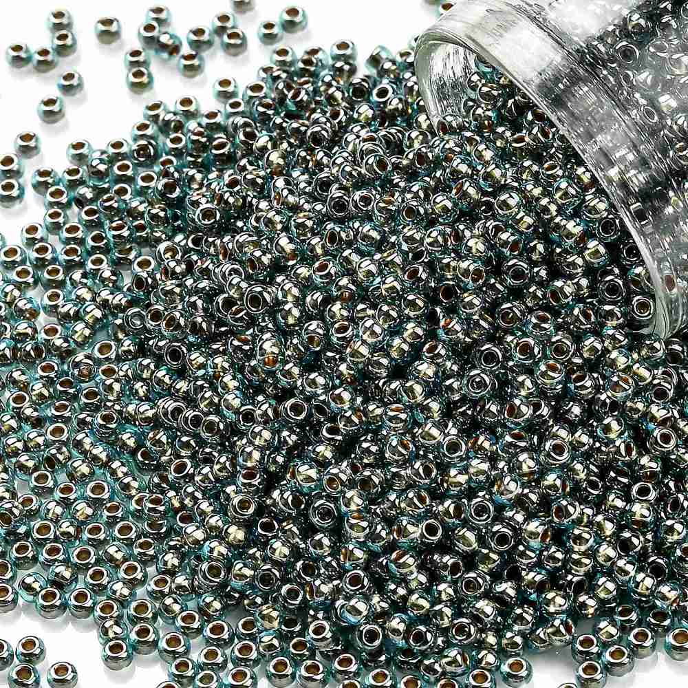 10gs TOHO Round Seed Beads Japanese Seed Beads (990) Gilt Lined Aqua 11 ...