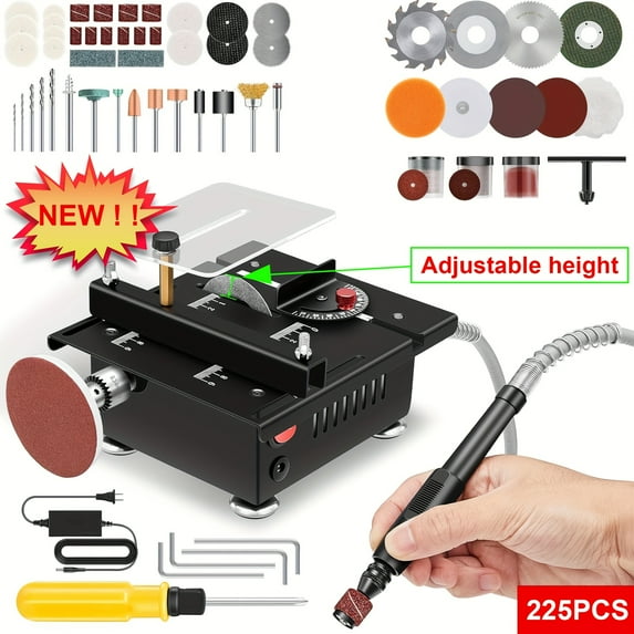 10in 225pcs Mini Table Saw - 7-Speed 6000RPM, Adjustable Angle, 4 ...