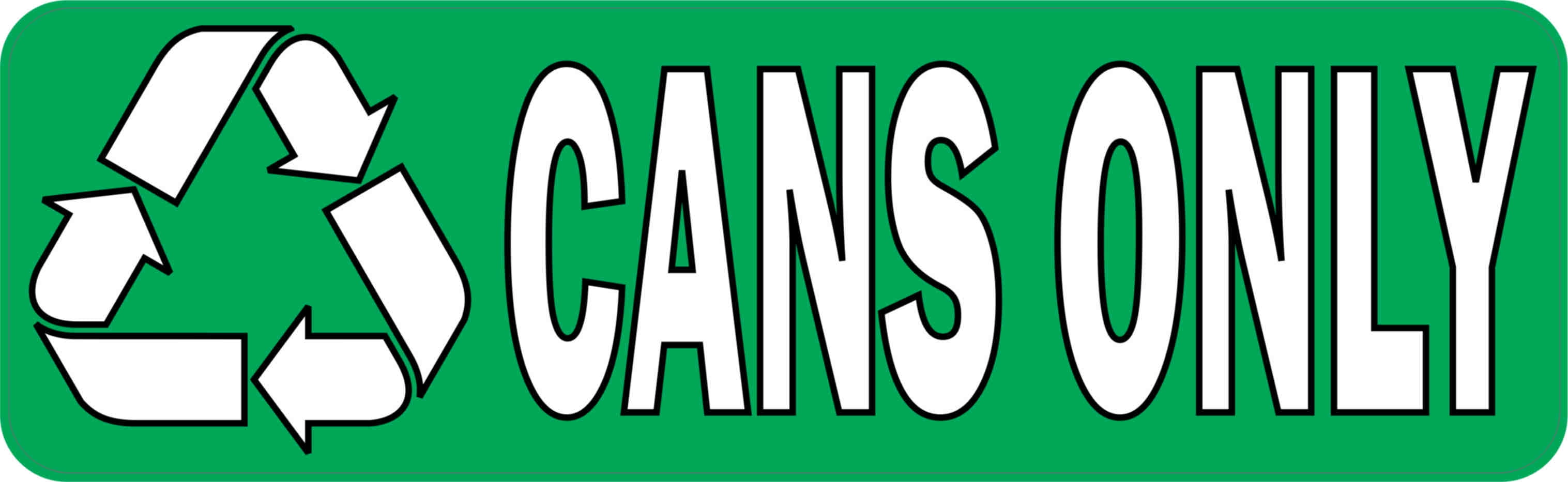 10in × 3in Cans Only Recycling Sticker Vinyl Recycle Sign Stickers ...