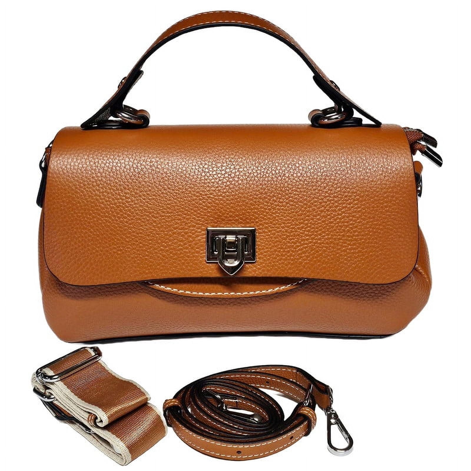 10in Genuine Leather Crossbody Handbag for Women. Satchel Shoulder bag ...