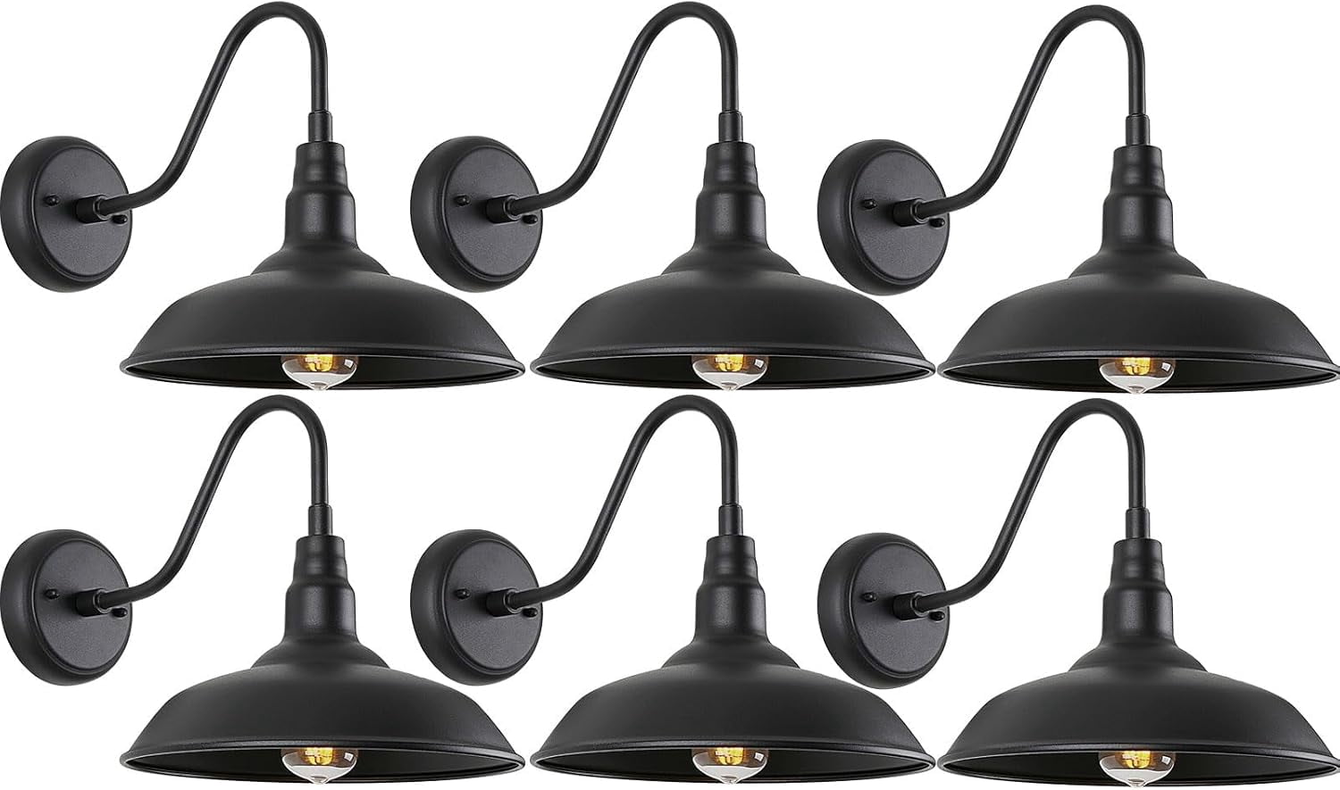 10in. Gooseneck Barn Light 6 Pack Farmhouse Wall Mount Light Fixture ...