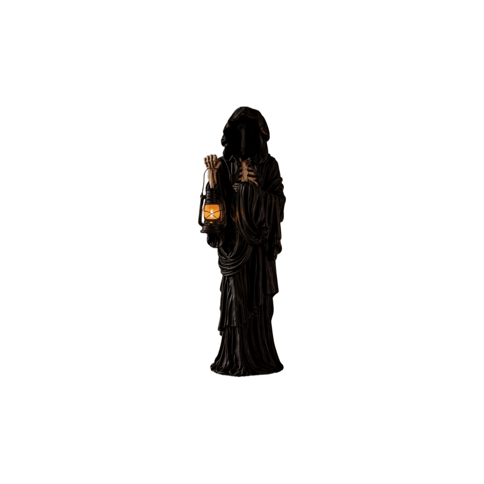 10in Resin Grim Reaper Lantern – LED Candle Effect Statue for Halloween ...