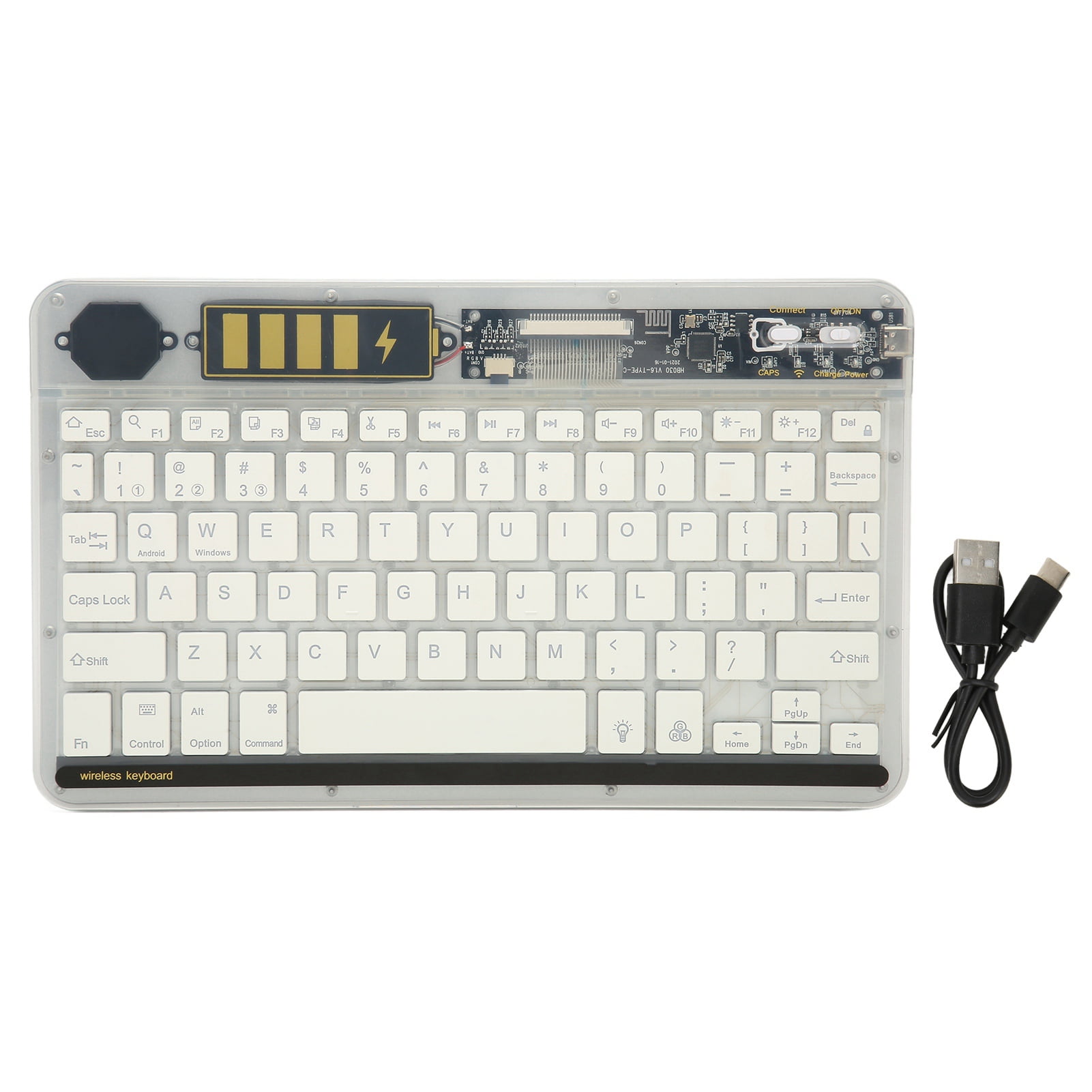 10in Transparent Wireless Bluetooth Keyboard Multi Device Connect ...