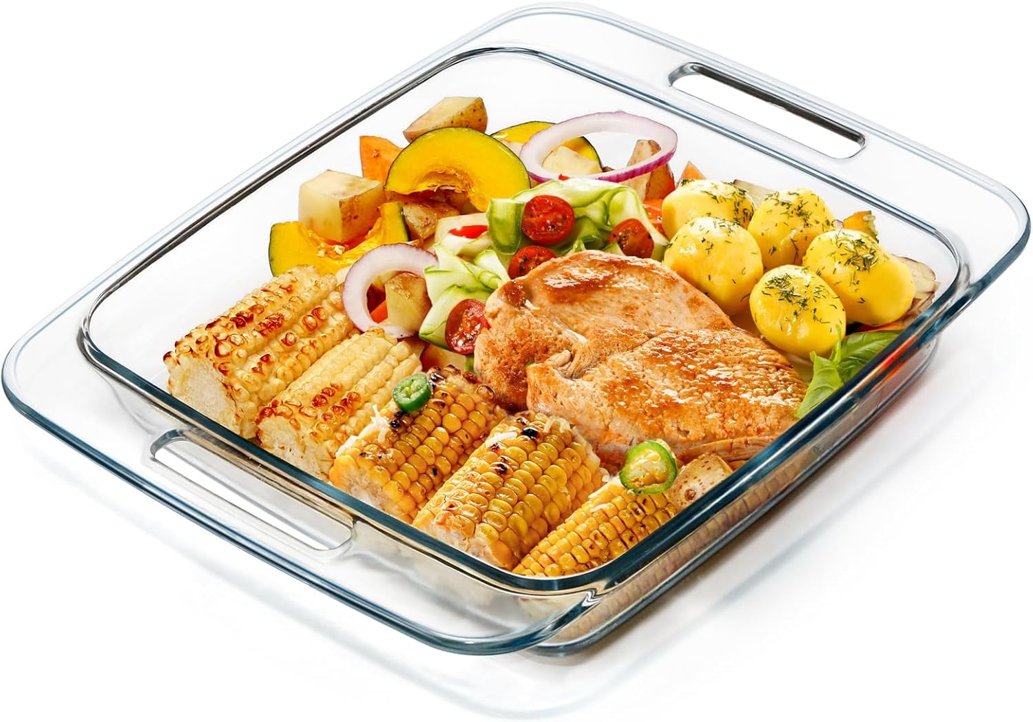 10in x 10in (3L-102 oz) Square Glass Baking Dish for Oven, Easy Grab ...